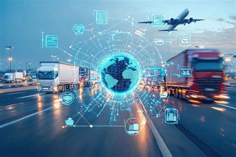 Modern Logistics Illustration Showcasing Centralized Global Network