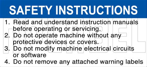 Machine Safety Instructions Labels