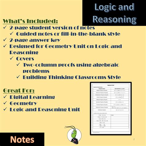 Algebraic Proofs Using Two Columns Geometry Guided Notes For Logic And