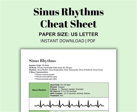 Sinus Rhythms Ecg Basics Ecg Interpretation Cheat Sheet Nursing Nclex Printable