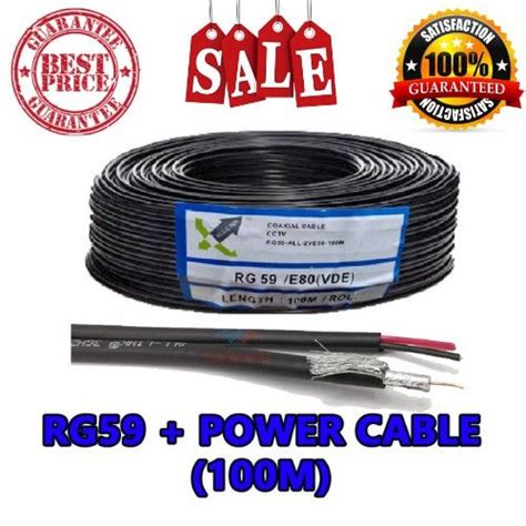 Hotdeal 10m To 100m All Link E80 Rg59 Vde Coaxial Cable For Cctv Rg59 2 Core Power Cctv