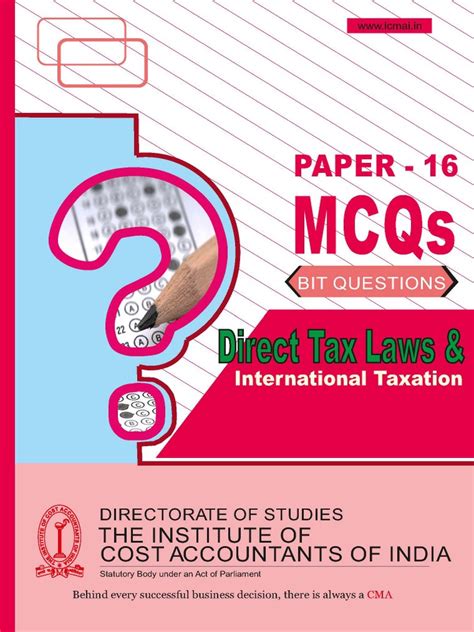 Paper 16 Direct Tax Laws And International Taxation Mcqs Multiple Choice Questions Mcq
