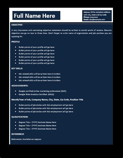 Sales Resume Template Free Word Templates