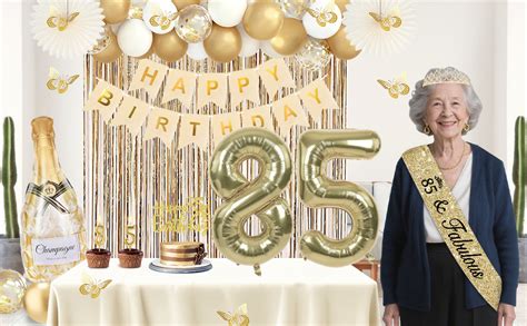 Juesly 85th Birthday Decorations For Women Champagne Gold