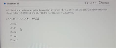 Solved Calculate The Activation Energy For The Reaction In Chegg