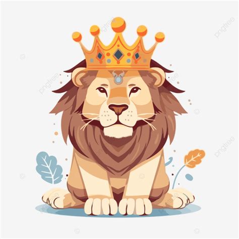 الأسد مع التاج المتجه ملك الأسد يجلس مع تاج على كرتون ملصق قصاصة فنية Png والمتجهات للتحميل مجانا