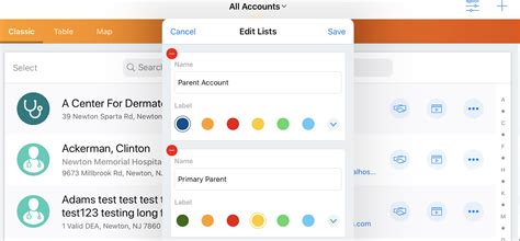 account lists and views