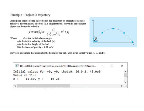 gng1106 module 2model prog exemples example projectile trajectory
