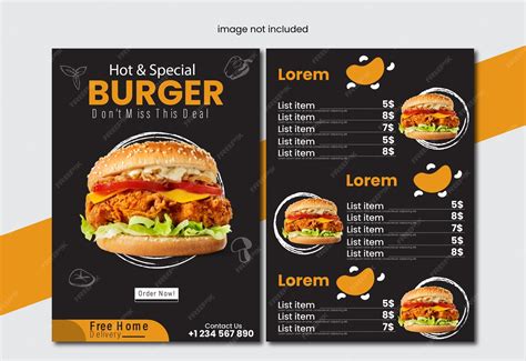 Burger Food Menu Flyer Design Template Premium Vector