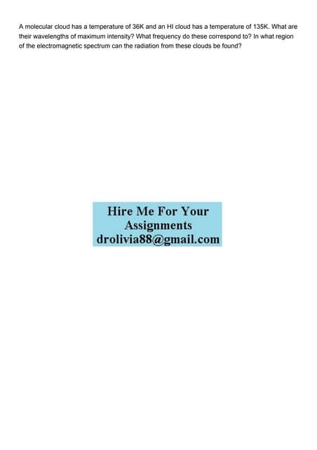 A Molecular Cloud Has A Temperature Of 36k And An Hi Cloud Pdf