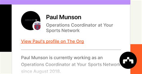 Paul Munson Operations Coordinator At Your Sports Network The Org