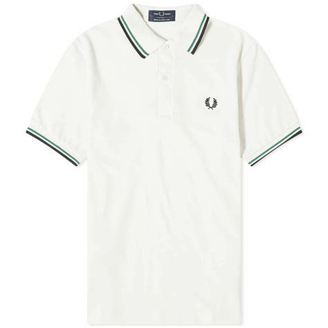 Fred Perry Mens Twin Tipped Polo Shirt In Light Ecrugreenblack Fred