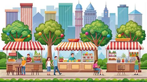 Street Food Stalls Set Isolated On White Background Vector Cartoon