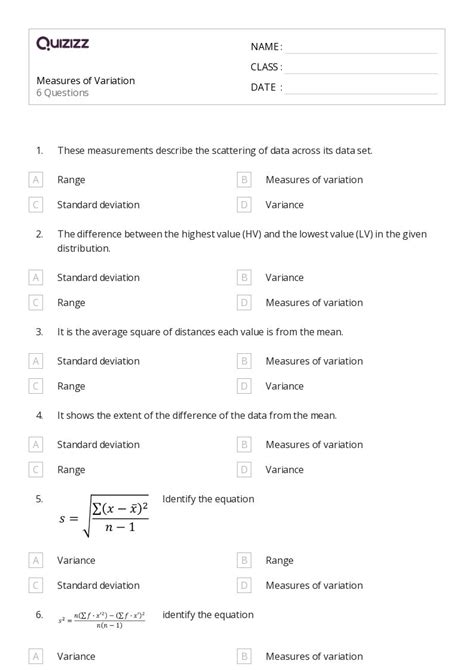 50 Measures Of Variation Worksheets On Quizizz Free And Printable Worksheets Library