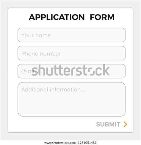 Application Form Template Ui Ux Web Stock Vector Royalty Free 1231051489 Shutterstock