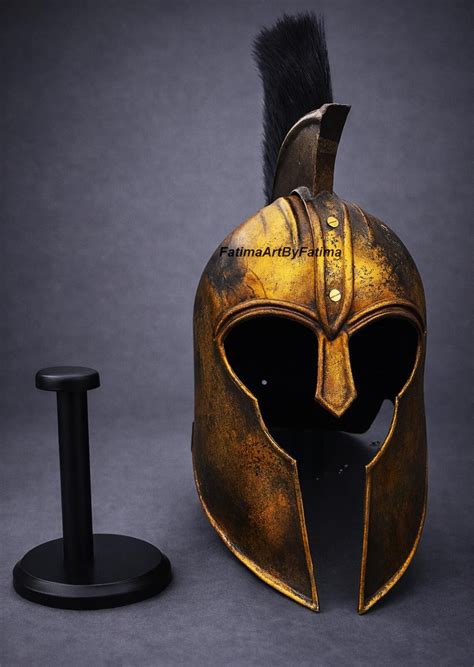 Medieval Roman Greek Troy Trojan Warrior Helmet Bronze Finish Steel