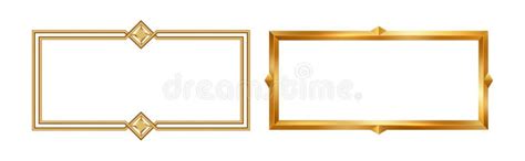 Rectangle Classic Frame Of Gold For Ui Game Stock Illustration
