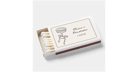 Retro Bow Champagne Glass Sketch Custom Wedding Matchboxes Zazzle
