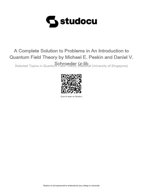 A Complete Solution To Problems In An Introduction To Quantum Field Theory By Michael E Peskin