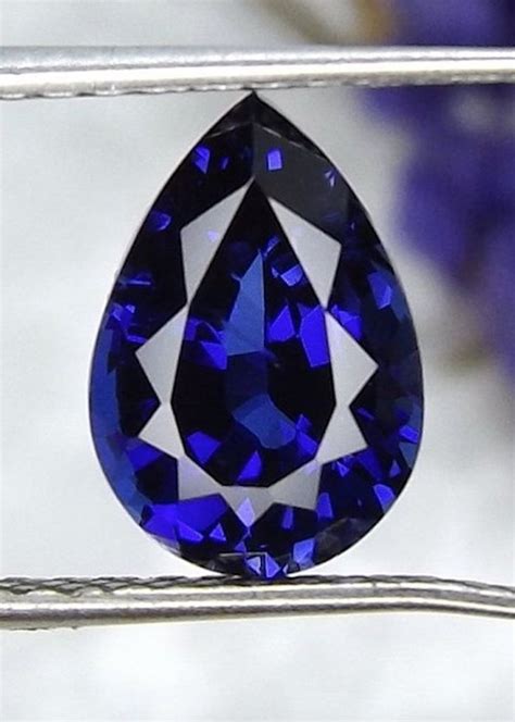 Loose Pear Faceted Blue Sapphire Corundum Stone Lab Created Sapphire