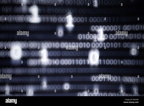 Abstract Big Data Image Computer Display Screen With Binary Code Moving In The Background Text