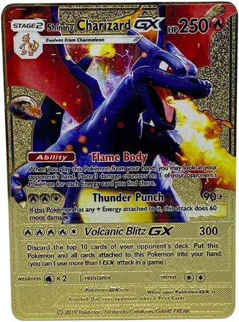 Buy Shining Charizard Gx Flame Body Card Custom Gold Metal Card Gold