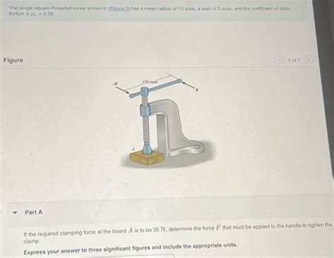 Solved The Single Square Threaded Screw Shown In Figure 1