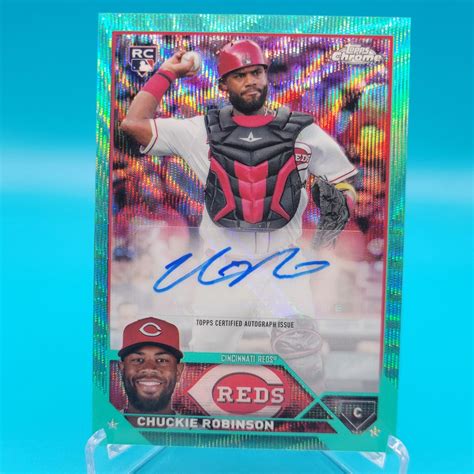 Chuckie Robinson 2023 Topps Chrome Update Rc Aqua Wave Auto 139 199