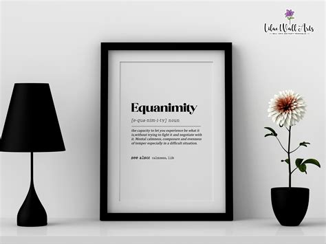 Equanimity Definition Print Dictionary Wall Art Digital Download Etsy