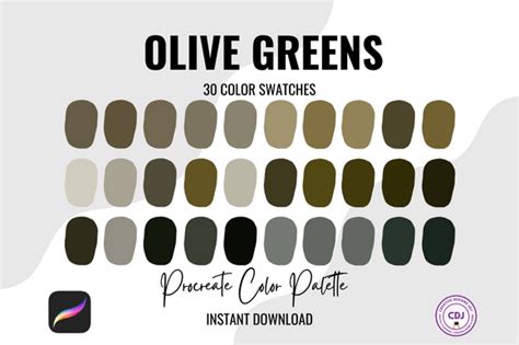 Procreate Color Palette Olive Greens Graphic By Creative Designs Joy · Creative Fabrica