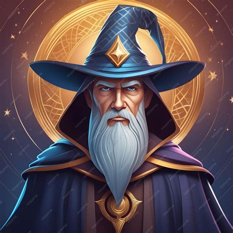 Premium Ai Image Illustration Of A Wizard In Front Of A Starry Background