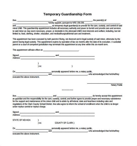 Guardianship Letter Template Printable At A Glance