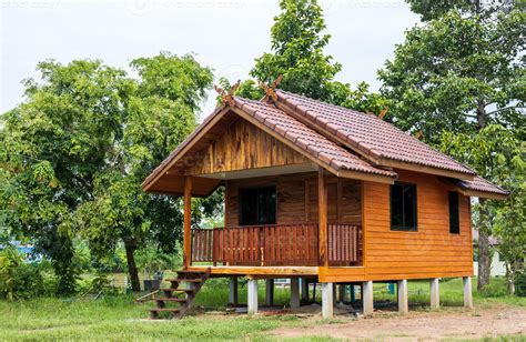Small Wooden House In Thai Style Close To Many Trees 7555542 Stock
