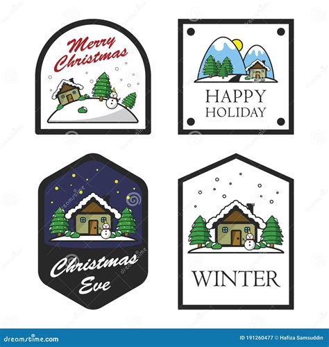 Collection Of Landscape Labels Vector Illustration Decorative Design
