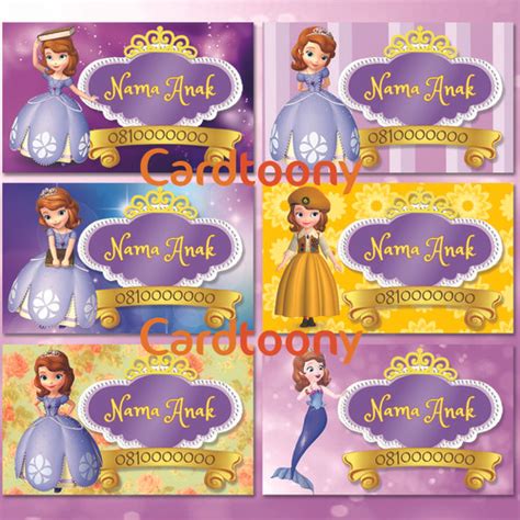Jual Sticker Stiker Label Nama Sofia The First Princess Sofia Kota Surabaya Cardtoony