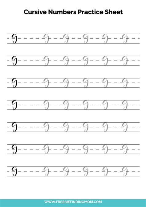 Printable Cursive Writing Practice Sheets Pdf Numbers 1 To 20