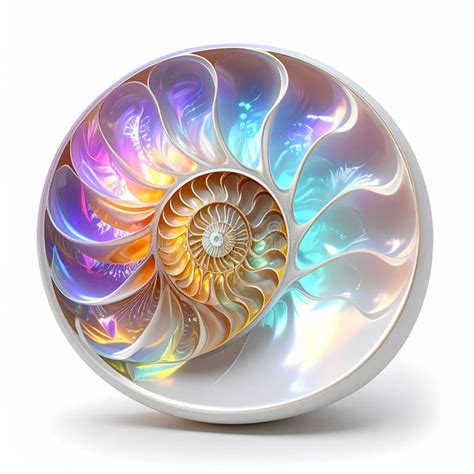 Iridescent Nautilus Shell Spiral On White Stock Illustration