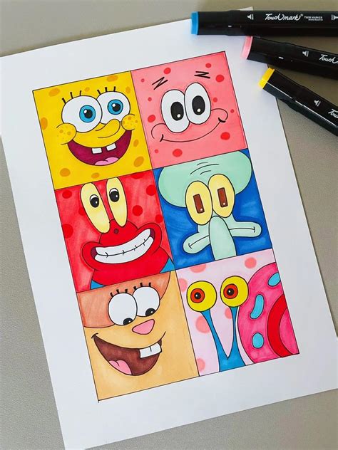 海绵宝宝6人合照简笔画照片怎么画（推荐11张）简笔画图片大全