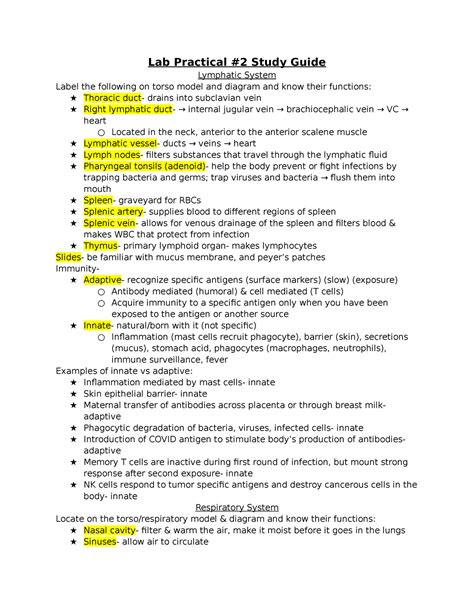 Lab Practical 2 Study Guide Lab Practical 2 Study Guide Lymphatic