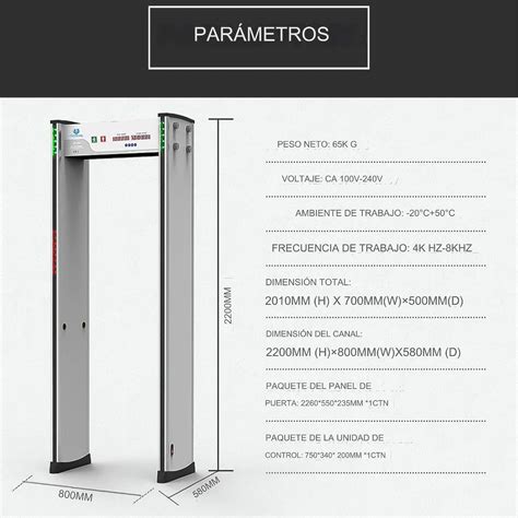 Arco Detector Metales Escaner 6 Zonas Indicador Led Contador