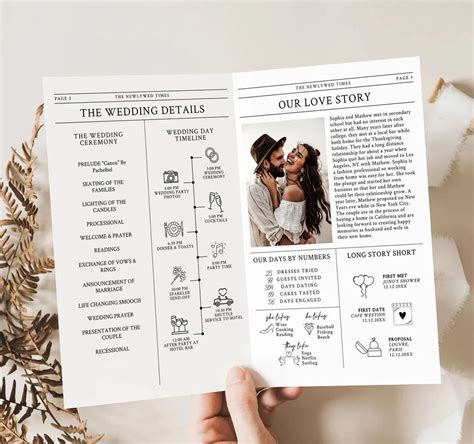 Infographic Wedding Program Unique Wedding Program Fun Wedding Timeline Modern Program Template