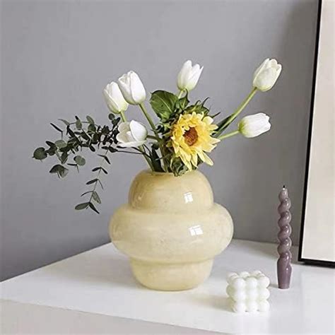 Magcolor Modern Decorative Large Cream White Glass Vase