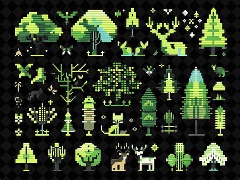 Premium Psd Simple Forest 16 Bit Pixel With Trees And Animals And