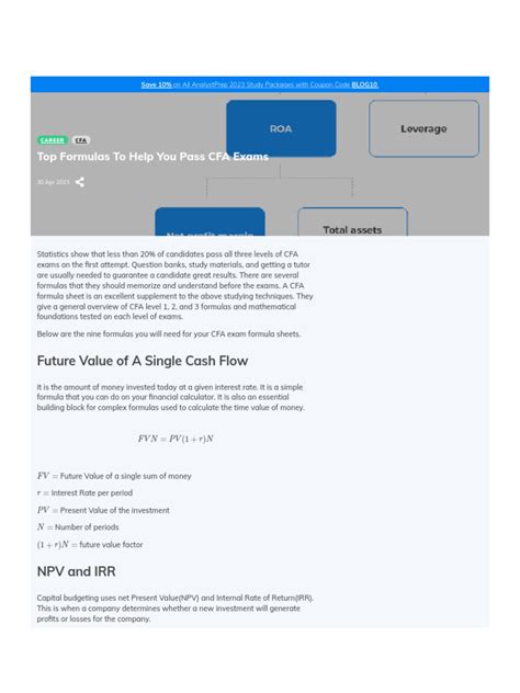 Top Formulas To Help You Pass Cfa Exams Analystprep Pdf Financial Top Formulas To Help You Pass Cfa Exams Analystprep Pdf Financial