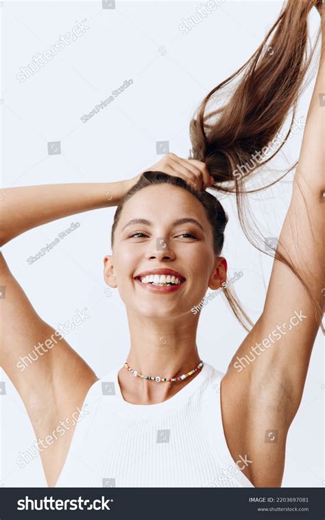 Portrait Beautiful Woman Tanned Skin Beautiful Stock Photo