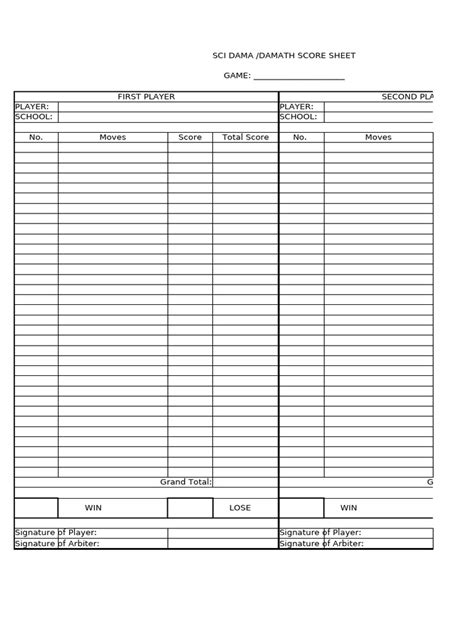 Score Sheet Sci Dama Pdf