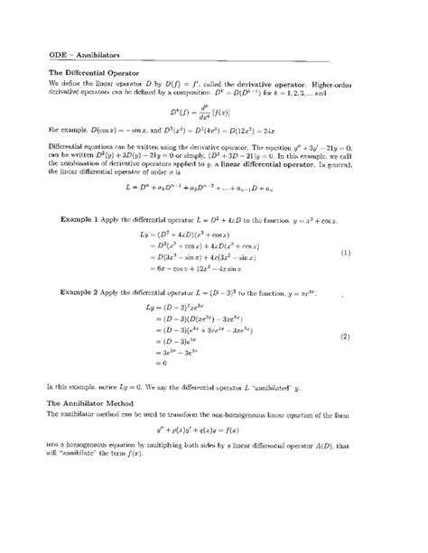 Annihilation Rule Practice Problems Involving Annihilators Math