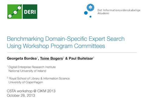 Pdf Benchmarking Domain Specific Expert Search Using Workshop Program Committees Dokumen Tips