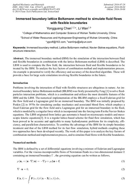 immersed boundary lattice boltzmann method to simulate fluid flows with