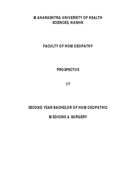 Bhms Syllabus Secondyear Muhs Pdf Homeopathy Water